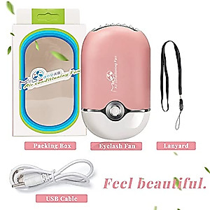 GreenLife® Eyelash dryer Bladeless Handheld Mini Cooling Fan Air Conditioning Blower for Eyelash Extension (Rose), USB Rechargeable Portable