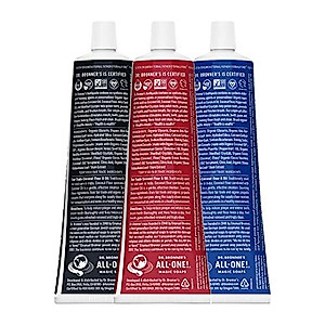 Dr. Bronner’s - All-One Toothpaste (3-Pack Variety) 5 Ounce Peppermint, Cinnamon, Anise - 70% Organic Ingredients, Natural and Effective, Fluoride-Free, SLS-Free, Helps Freshen Breath, Reduce Plaque