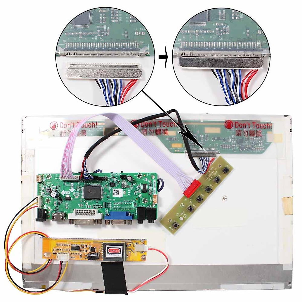 HDMI VGA DVI Audio LCD Controller Board 30 Pin for 14.1" 15.4" 1280x800 LP154WX4 B154EW03 B154EW06 LTN154AT07 LTN141AT02 1CCFL LVDs LCD Screen Panel