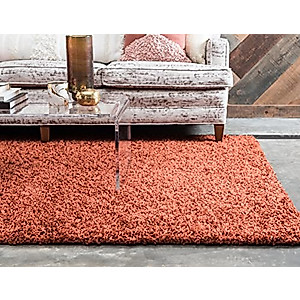 Unique Loom Solid Shag Collection Area Rug (4' 1" x 6' 1", Terracotta)