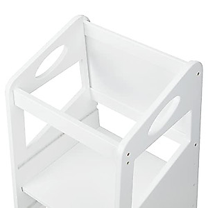 Toddler Kitchen Stool Helper, RONIPIC Toddler Standing Tower with Safety Rail, Kids Wooden Kitchen Step Stool, 3 Heights Adjustable Learning Tower for Kitchen Counter & Sink, Chalkboard, Anti-Slip