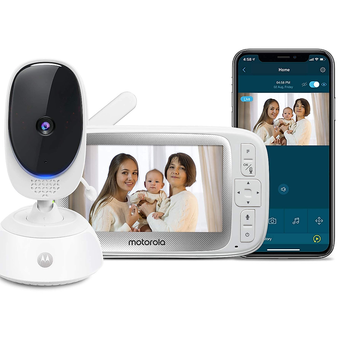 Motorola Connect40 by Hubble Connected Video Baby Monitor - 5" Parent Unit and HD Wi-Fi Viewing for Baby, Elderly, Pet - 2-Way Audio, Night Vision, Remote Pan/Digital Zoom (Renewed)