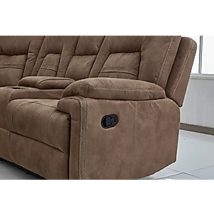 Betsy Furniture Large Microfiber Reclining Sectional Living Room Sofa in Latte 8038
