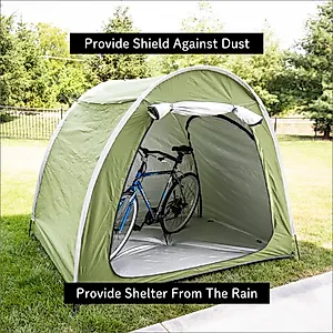 Outdoor Bike Cover 6.5' x 5' x 5.5' FT - Storage Tent for Bicycles or Motorcycles - Waterproof Foldable Shed Shelter for Camping - Bike Storage Shed with Heavy Duty Fabric