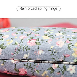 PERFECTSIGHT Hard Shell Eyeglasses Case Floral Portable Protective Glasses Case Flower Fabric Surface Eyeglass Case for Women Girls With Microfiber Cleaning Cloth (Black)