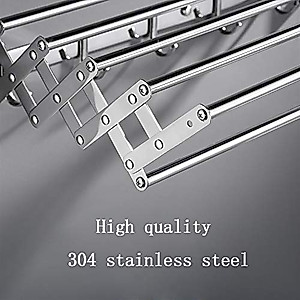 ZCXBHD Folding Drying Racks Telescopic Storage Finishing Rack Wall-Mounted 304 Stainless Steel Accordion Style Suitable for Bathroom (Size : 60cm)