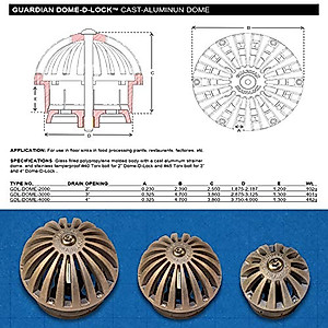 Guardian Drain Lock Dome-D-Lock Commercial Floor Sink Locking Dome Strainer For Restaurants, Hotels, Kitchens, Managers To Prevent Clogs and Pipe Damage 3 Inch