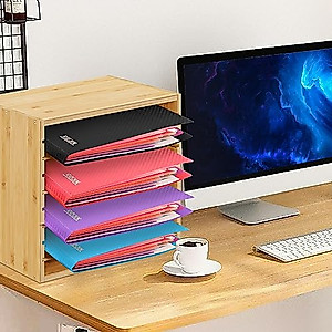 5 Pocket Expanding File Folder, Accordion File Organizer with Labels, A4 Letter Size Folders for Documents, Portable Expandable File Folder for Office School - Black