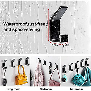 CFGROW Heavy Duty Adhesive Hook, 6 Packs Black, Coat Robe Clothes Bath Towel Hooks Wall Mounted with Strong Glue Hold 22 lbs for Home Bathroom Kitchen Modern Hotel Style, Free-Drill Ceiling Holders