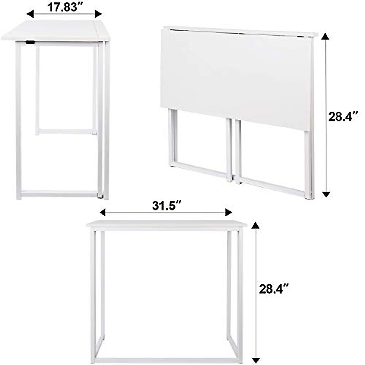 Leopard Outdoor Products Folding Computer Desk for Small Spaces, No-Assembly Space-Saving Home Office Desk, Foldable Computer Table, Laptop Table, Writing Desk, Compact Study Reading Table (White)