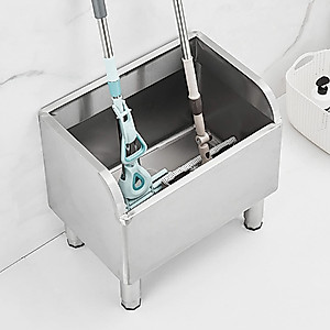 SHYP Commercial Floor Mop Sink, Stainless Steel Large-Capacity Deepening Floor-Standing Sink with Large-Diameter Drainage Holes & Pipes, Suitable for Home Outdoor Courtyards, 45cm