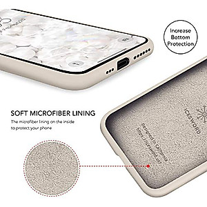 IceSword iPhone 11 Pro Max Case Stone, Thin Liquid Silicone Case, Soft Silk Microfiber Cloth, Matte Beige, Tan, Creamy, Gel Rubber Full Body, Cool Protective Shockproof Cover 6.5" iP11PM - Stone
