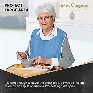 Elaine Karen 3 Pack Premium Adult Bibs - bibs for adults Men, Women; Eating Cloth for Elderly Seniors and Disabled, Adjustable, Terry bib Clothing Protectors, Machine Washable, Blue