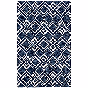 SAFAVIEH Micro-Loop Collection 5' x 8' Navy/Ivory MLP154N Handmade Moroccan Tribal Premium Wool Area Rug