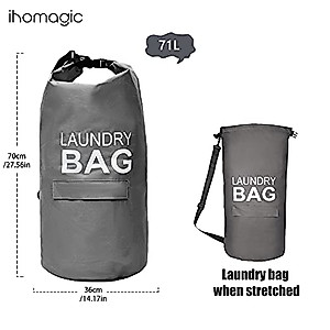 IHOMAGIC Laundry Baskets, Large Collapsible Clothes Basket,Door Laundry Hamper Bag Hanging,Tall Hamper Bag for Storage Bin,Home Organizer,Nursery Storage,Clothes Hamper Dark Grey