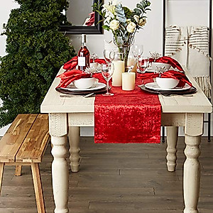 DII Velvet Collection Tabletop, Table Runner, 14x72, Red