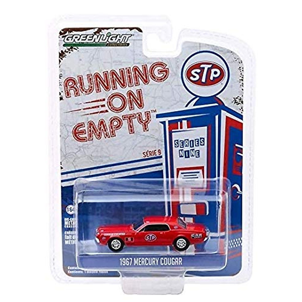 Greenlight Running on Empty Series 9 41090-C 1967 Mercury Cougar STP Cougar Country 1:64 Scale