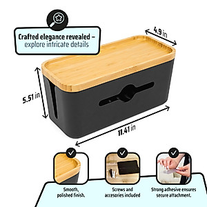 BAGSWAY Trash Bag Holder with Wooden Lid - Wall-Mounted Bag Dispenser with Metal Hook & Sticker to Hang - Versatile Organization for Countertop - Trash Bag Dispenser for Clean and Tidy Spaces