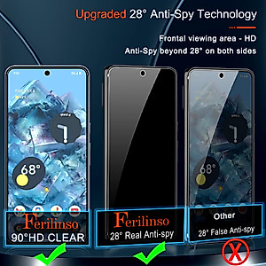 Ferilinso 4 Pack Privacy Screen Protector for Google Pixel 8 Pro with 4 Pack Tempered Glass Camera Lens Protector Phone Case Friendly Accessories Protector de Pantalla for Google Pixel 8 Pro