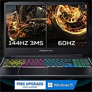 Acer Predator Helios 300 Gaming Laptop, Intel i7-10750H, NVIDIA GeForce RTX 3060 Laptop GPU, 15.6" Full HD 144Hz 3ms IPS Display, 16GB DDR4, 512GB NVMe SSD, WiFi 6, RGB Keyboard, PH315-53-71HN