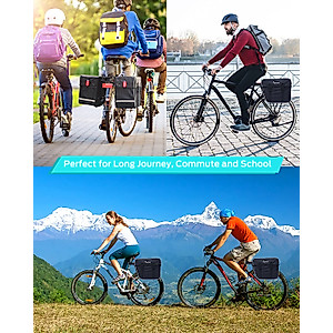 Sportneer Bike Bag - 29L Waterproof Bike Panniers Grocery Bag with Adjustable Hooks & Large Pockets - Bike Rack Bag with Reflective Trim & Rain Cover for Width Less Than 5.5'' Bike Rack