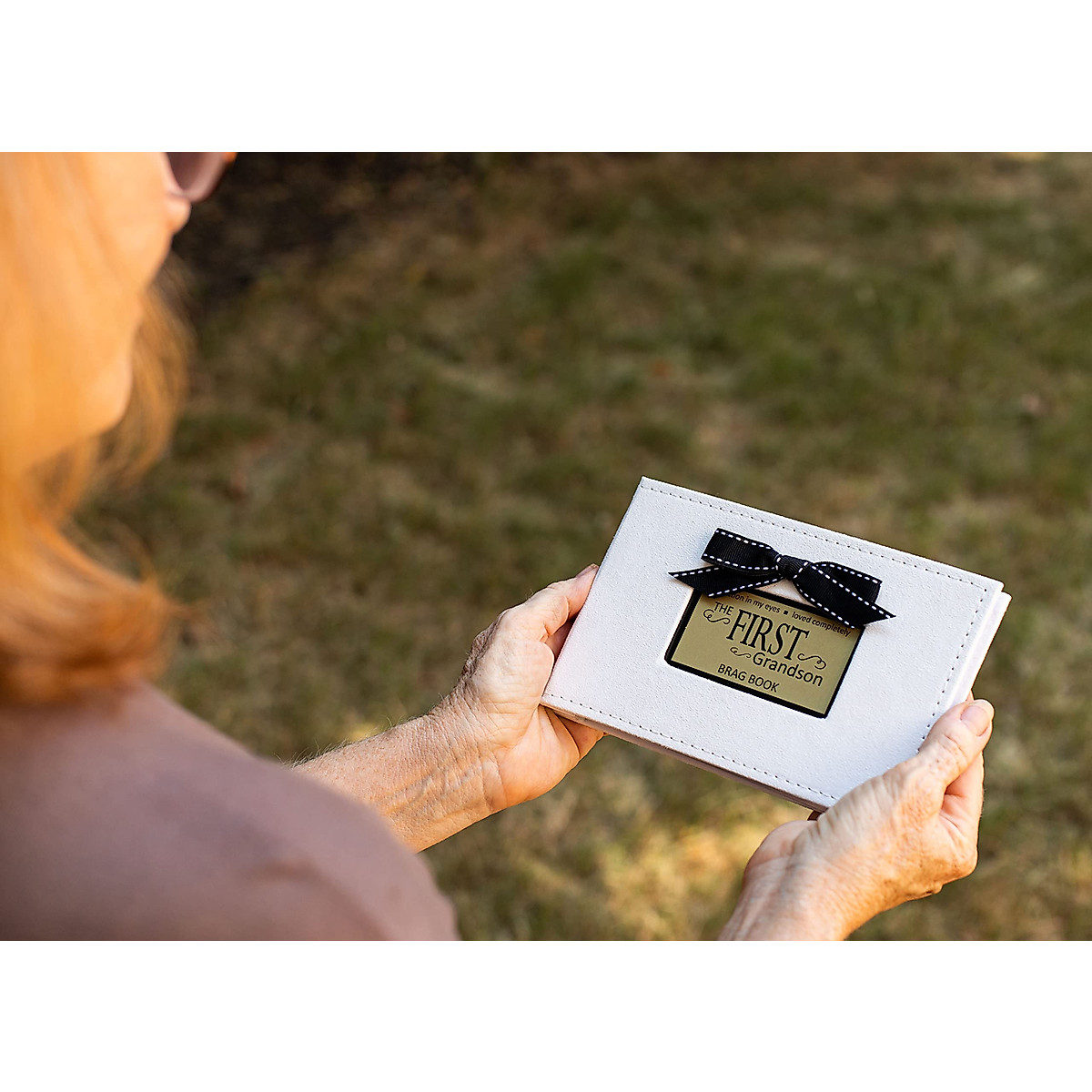 The Grandparent Gift Co. First Grandson Brag Book - Faux Suede Photo Album for New Grandparents