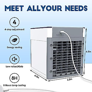Portable Air Conditioner, Upgraded 4 in 1 Personal Mini Air Conditioner with 3 Speeds, Evaporative Air Cooler for Small Room Bedroom Office Home-0713