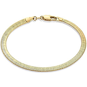 Amazon Essentials 14K Gold Plated Double Herringbone Chain Bracelet 7.5", Yellow Gold