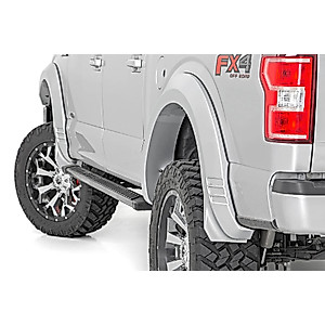 Rough Country SF1 Fender Flares for Ford F-150 (2021-2024) - Sharp Off-Road Style, Extra Tire Coverage, UV-Resistant ABS, Easy Bolt-On, Flat Black (Set of 4)