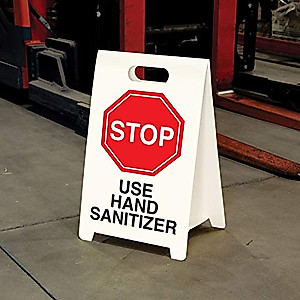 INCOM Manufacturing: Caution-Style A-Frame Double Sided Folding Plastic Floor Sign, 19 Inch x 12 Inch, NO ENTRY RESTRICTED AREA, Yellow/Black