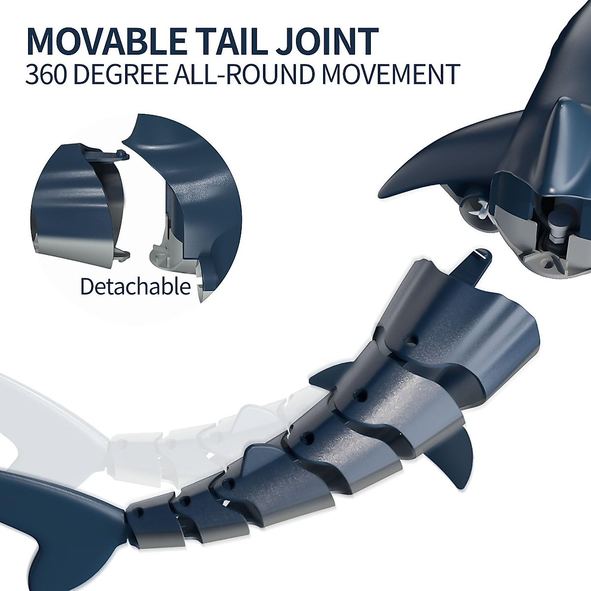 TEMI Remote Control Shark Toys, 1:18 High Simulation Scale Fish with Light and Spray Water for Lake Bathroom Pool Christmas Birthday Gift Electric RC Boat for Kids Ages 6+ Boys