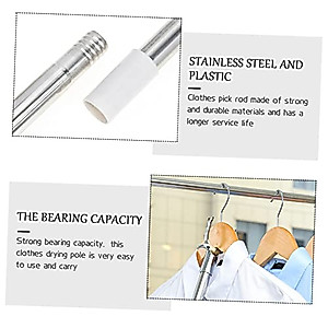 Cabilock 3pcs Picking Steel Supplies Shelf Clothes Long Outdoor Hanger Clothesline Retractable High for Stainless Pole Curtain Splicing Hook Garment Pull Clo Reach Clothing Reacher