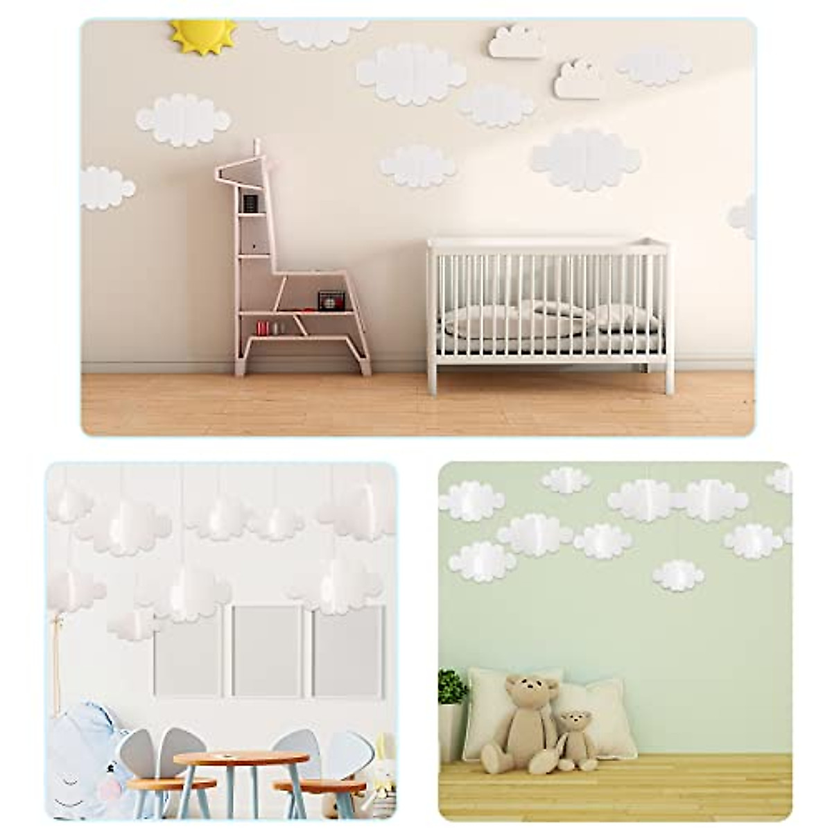 16 Pcs 3D Cloud Decorations Hanging Clouds for Ceiling Artificial Clouds Props Fake Cloud Ornaments Wall Decor Clouds Imitation Decorations Baby Shower Ceiling Party Nursery Children Room Art Wedding
