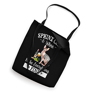 Funny Wine Fine Sphinx Cat Lover Tote Bag