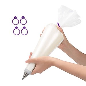 100 Pack Pastry Bags Thickened 18 inch Disposable Decorating Icing Piping Bags with 4 Icing Bag Ties, for Cookie/Cake Decorating Supplies