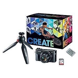 Canon PowerShot G7X Mark II Digital Camera, Video Creator Kit with Tripod, Memory Card, and Detachable Bluetooth Remote, Black, Small (1066C029)