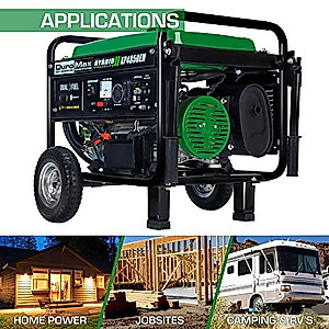 DuroMax XP4850EH Generator-4850 Watt Gas or Propane Powered-Electric Start-Camping & RV Ready, 50 State Approved Dual Fuel Portable Generator, Green