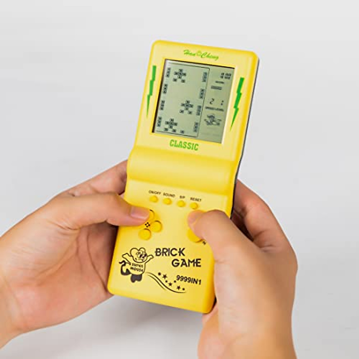 Nbguigdstr Retro Handheld Game Console,Brick Game Console,3.5-inch Large Screen Yellow Tank/Racing/Building Block Game,Built-in 23 Games