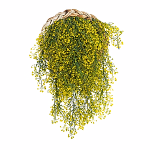 Uieke 4 Pack Artificial Hanging Plants, 2.65FT Fake Hanging Plants, Fake Ivy Vines for Bedroom Leaves Yellow Plastic Plants Greenery for Wall Home Room Indoor Outside Office Wedding Garden Decor