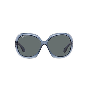 Ray-Ban Women's RB4098 Jackie Ohh II Butterfly Sunglasses, Transparent Blue/Dark Grey Polarized, 60 mm