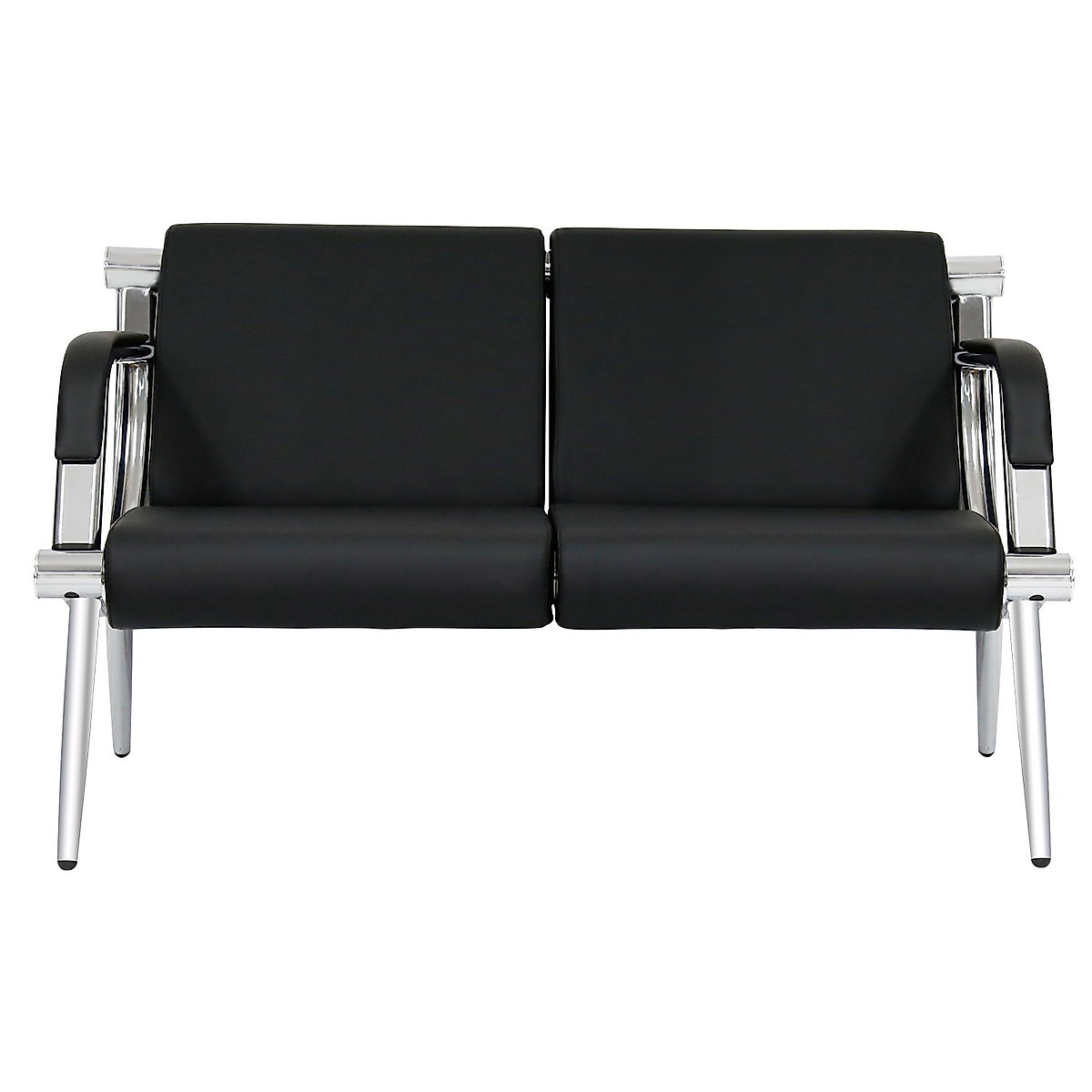 Kinsute 3 PCS Office Reception Chairs 4-Seats Waiting Room Chairs for Salon Barber Bench Airport Bank Hall Visitor Guest Black PU Leather Sofa