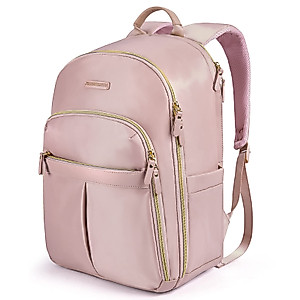 LIGHT FLIGHT Laptop Backpack for Women fits 15.6'' Computer Backpack with USB Charging Port, for Book Bag Work College Business Travel,Pink