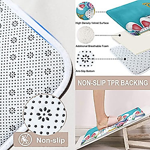 ArtSocket Easter 4 Pcs Shower Curtain Set Easter Blue Cartoon Bunny with Non-Slip Rugs Toilet Lid Cover and Bath Mat Bathroom Decor Set 72" x 72"