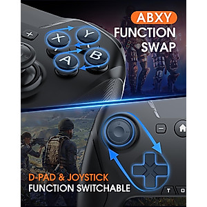 Wireless Switch Pro Controller, Bluetooth Controller Compatible for Switch/Lite/OLED/PC/IOS/Android/iPhone/Phone/Steam/Mac/iPad/TV,Support Macro Programmable/6-Axis/Wakeup/Turbo/Vibration Screenshot (HD-6500 Black)