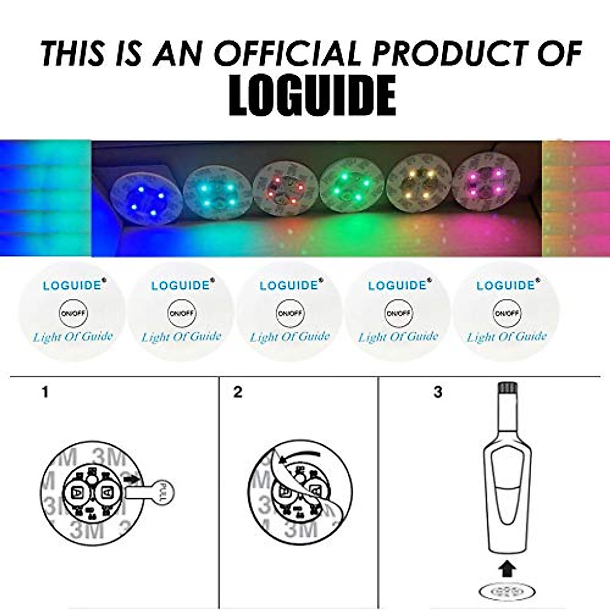 LOGUDIE LED Coaster,12 Pack Light Up Coasters,7Colors RGB LED Bottle Lights,Bottle Glorifier, LED Sticker Coaster Discs Light Up for Drinks,Flash Light Up Cup Coaster Flashing Shots Light (Multicolor)