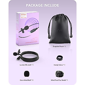 PoP voice Microphone Professional for iPhone Lavalier Lapel Omnidirectional Microphone for iPad, iPod, Condenser Mic for iPhone Audio & Video Recording, YouTube, Interview, Podcast, Vlogging(6.6 Feet)