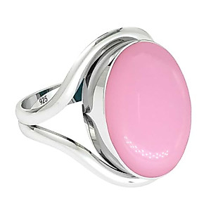 JEWELOPORIUM 925 Sterling Silver Ring for Women Pink Rose Quartz Gemstone Fashion Silver Ring Size 8 Friendship Day Gift Boho Jewelry