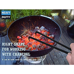 Charcoal Tongs, BBQ Charcoal Tongs, 15.75 Inch, Charcoal Tongs For Grill, Heavy Duty, Charcoal Cherry Picker Tool, Charcoal Grill Rake, Charcoal Grill Poker, Fire Tongs, Camping Fire Poker,Grill Tongs