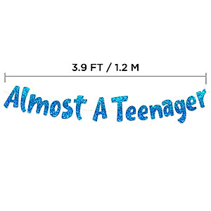 12th Birthday Blue Glitter Banner - Happy 12th Birthday Party Decorations, Supplies and Favors - 12th Wedding Anniversary Decorations