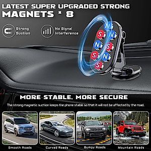 Car Phone Stand, DIPEQOBA Must-Have Alloy Folding Magnetic Cell Phone Mount, Stable Versatile Automobile Dashboard Holder With Dual 360° Rotation, Universal Hands Free Car Accessory for All Smartphone